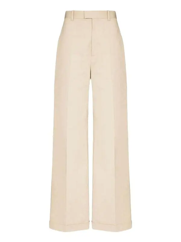 Bottega Veneta Wide-leg Trousers With Cuffs - Cream