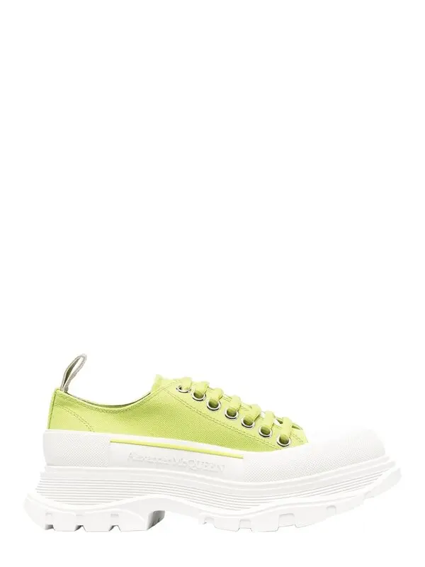 Alexander McQueen Tread Slick Low Lace Up Canvas - Lime Green/white