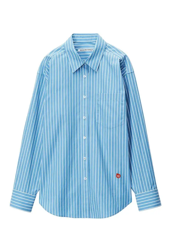 Alexander Wang Apple Boyfriend Shirt - Blue/white