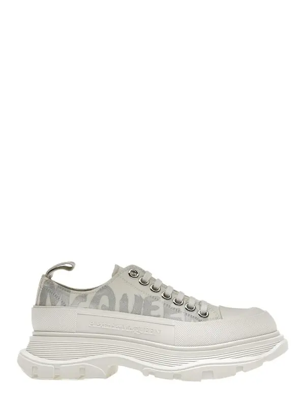 Alexander McQueen Tread Slick Low Lace Up Sneakers - White/silver