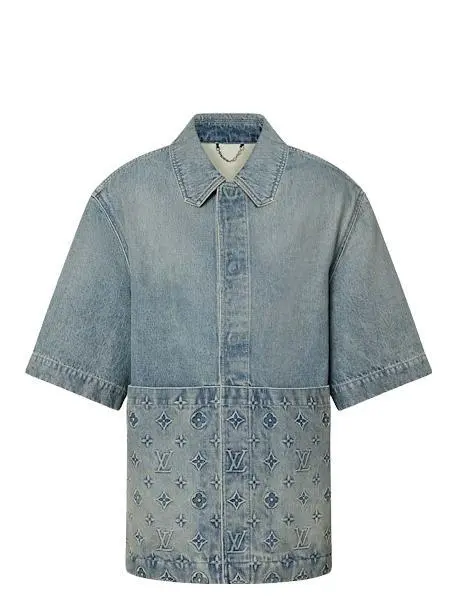 LOUIS VUITTON Short Sleeve Denim Workwear Shirt - Washed Denim