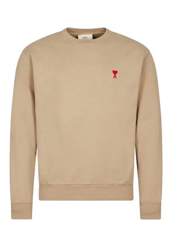 Ami De Coeur Classic Fit Crewneck Sweatshirt - Beige/red