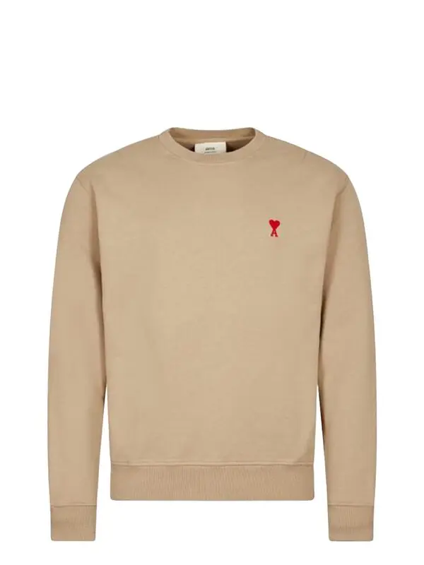 Ami De Coeur Classic Fit Crewneck Sweatshirt - Beige/red