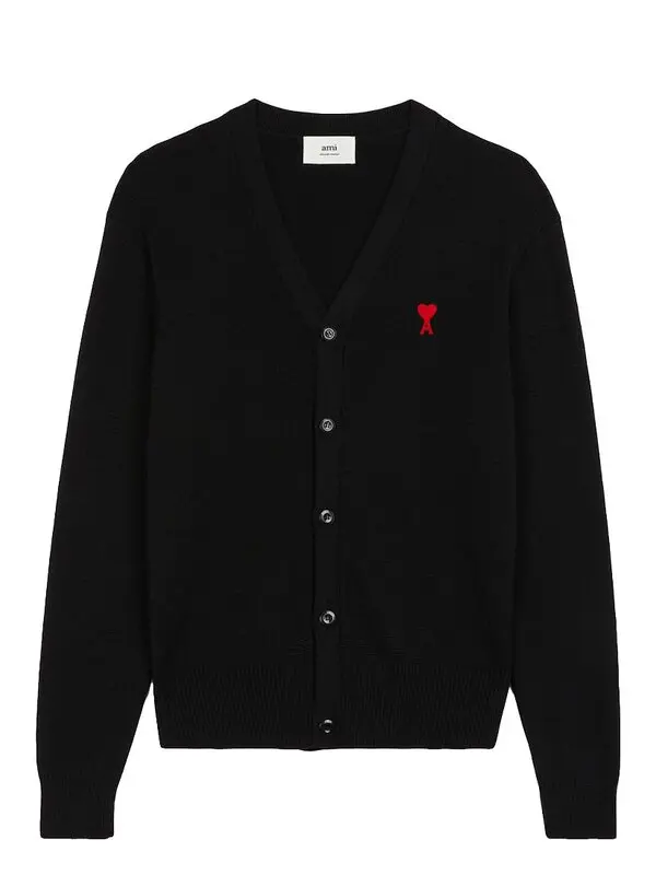 Ami De Coeur Merino Wool Cardigan - Black/red