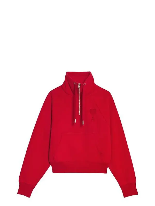 Ami De Coeur Halfzip Boxy Fit Sweatshirt - Red
