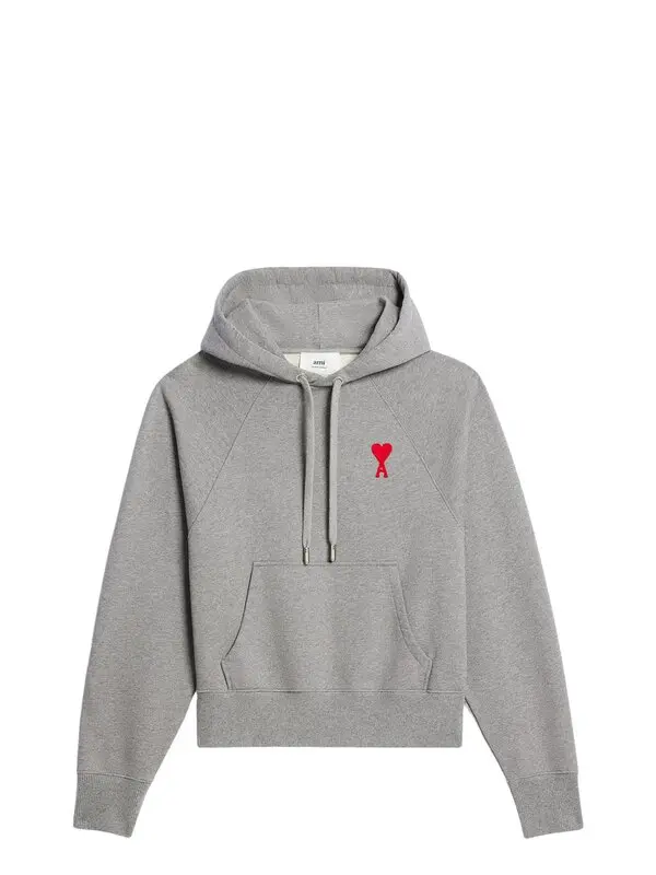 Ami De Coeur Heavy Fleece Hoodie - Heather Grey/red
