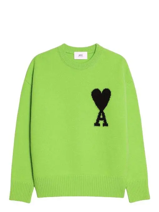 Ami De Coeur Merino Wool Crewneck - Green/black