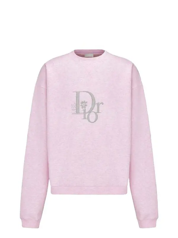 Dior X Erl Oversized Sweatshirt - Heathered Pink Cotton Fleece