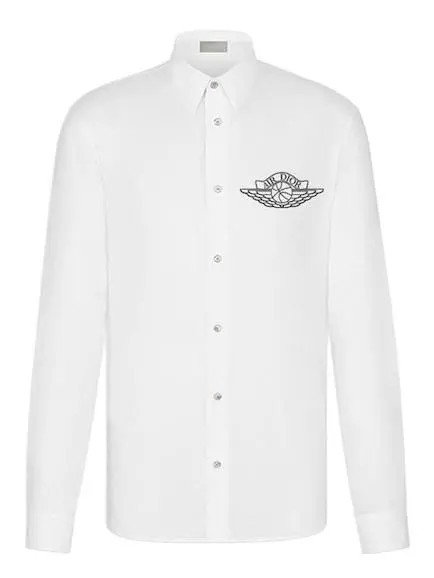 Dior X Jordan Wings Longsleeve Button Up Shirt - White