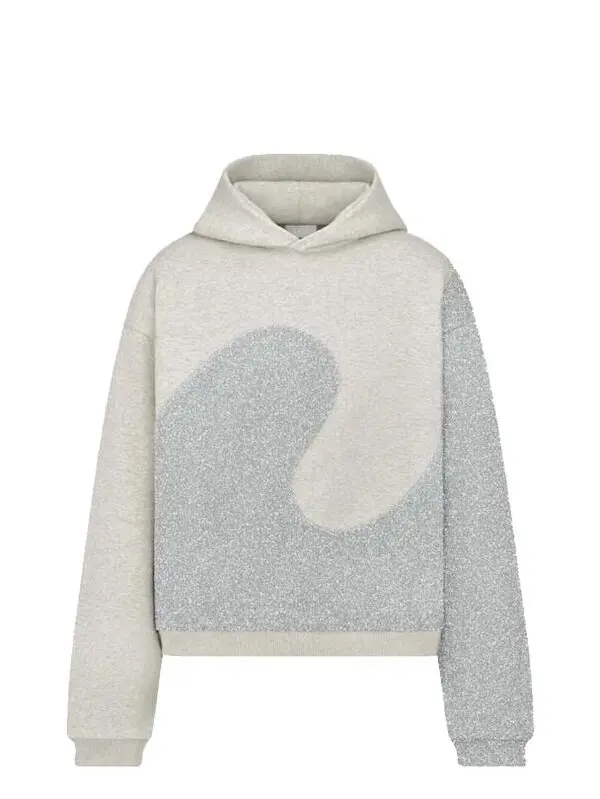 Dior X Erl Relaxed Fit Hooded Sweatshirt - Gray Heathered Cotton Fleece