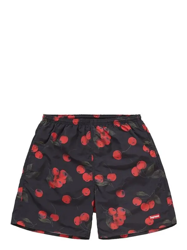 Supreme Nylon Water Short With Cherry Print - Black Cherry