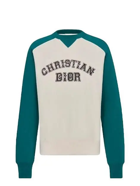 Dior Varsity Crewneck Sweatshirt - Green/white