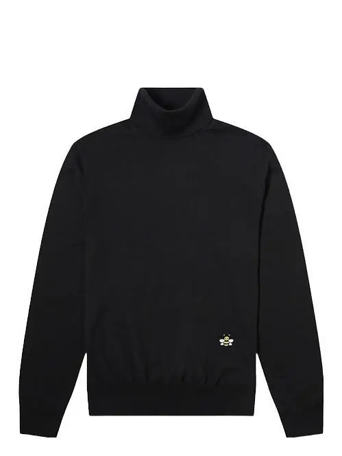 Dior X Kaws Bee Logo Turtleneck Knit Sweater - Black