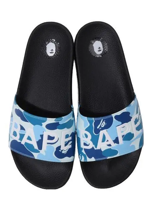BAPE A Bathing Ape Abc Camo Slides - Blue/black