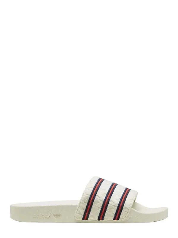 Adidas Adilette Extra Butter Cableknit Slides - Off White/collegiate Navy Blue/scarelet Red