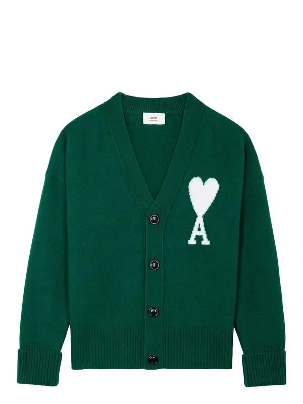 Ami De Coeur Oversize Cardigan - Green/white