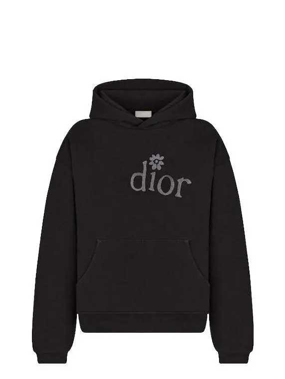Dior X Erl Hooded Relaxed Fit Sweatshirt - Black Cotton Fleece