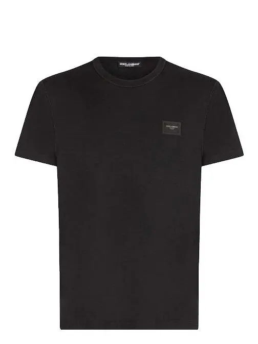 Dolce & Gabbana Cotton Branded Plate T-shirt - Black