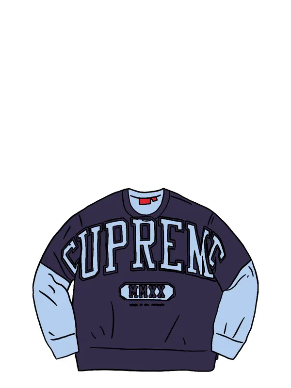 Supreme Overprint Crewneck Sweatshirt - Ice Blue