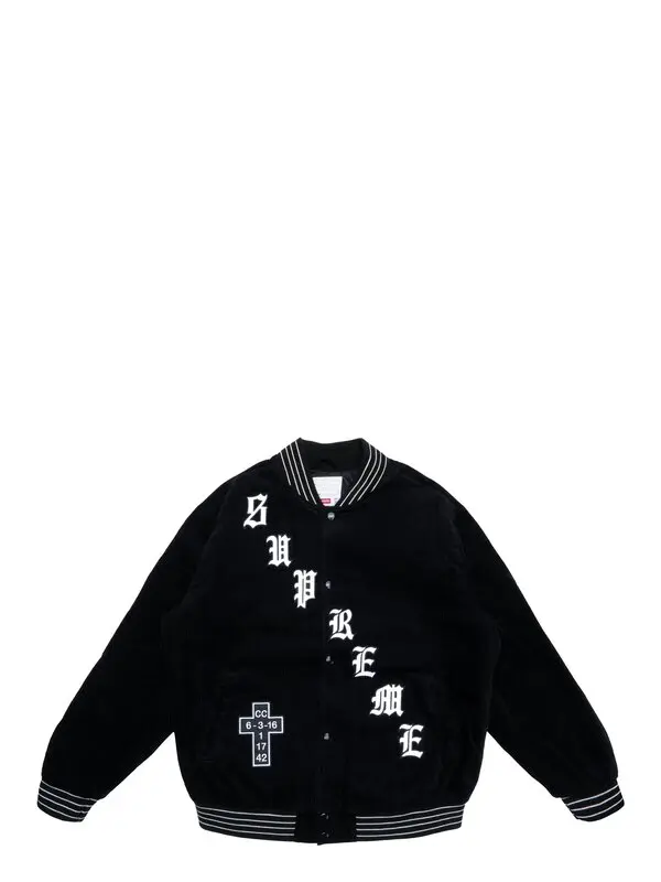 Supreme Old English Corduroy Varsity Jacket - Black