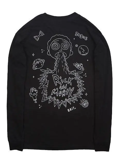 BAIT X Rick And Morty Barf Long Sleeve Tee Shirt - Black