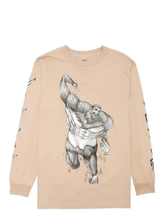BAIT X Attack On Titan Beast Long Sleeve Tee Shirt - Sand