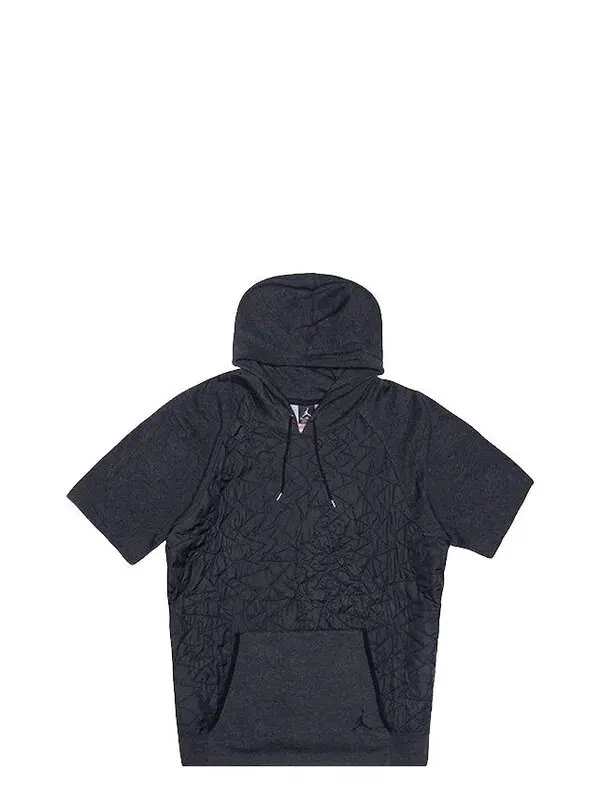JORDAN Vii Short Sleeve Quilted Fleece Pullover Hoodie - Black