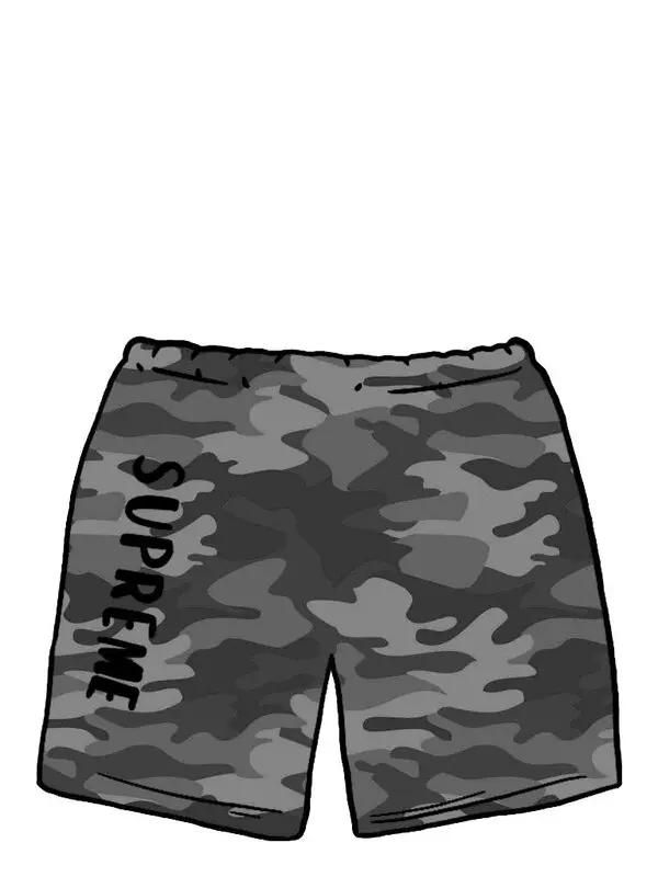 Supreme Overdyed Sweatshort - Black Painted Camo