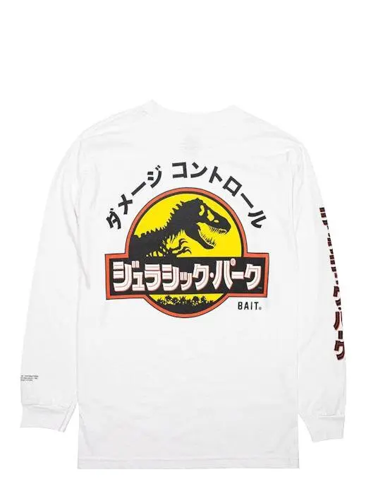 BAIT X Jurassic Park Damage Control Long Sleeve Tee Shirt - White