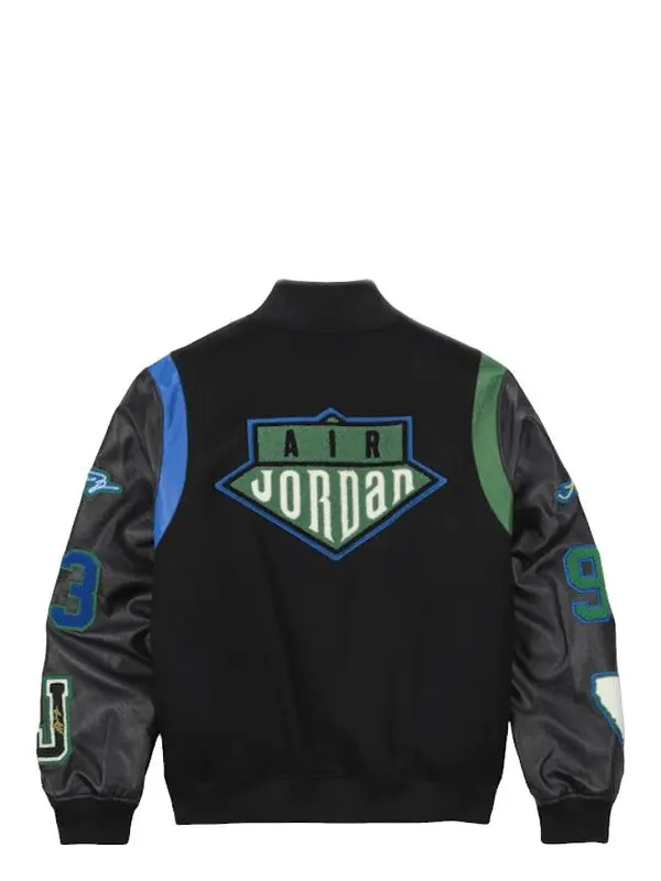 JORDAN X Aleali May Varsity Jacket - Black Game Royal Pine Green