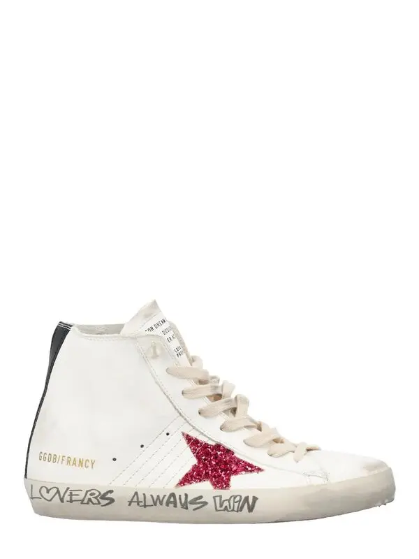 GOLDEN GOOSE Francy High-top Sneakers - White/red