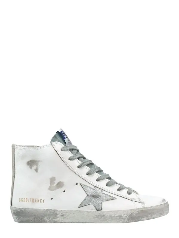 GOLDEN GOOSE Francy Star High-top Sneakers - White/silver