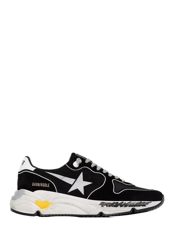 Golden Goose Running Sole Handpainted Suede Sneakers - Black/silver/white