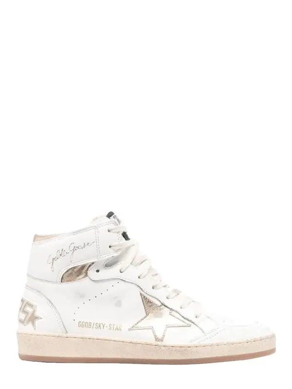 GOLDEN GOOSE Skystar High-top Sneakers - White Gold