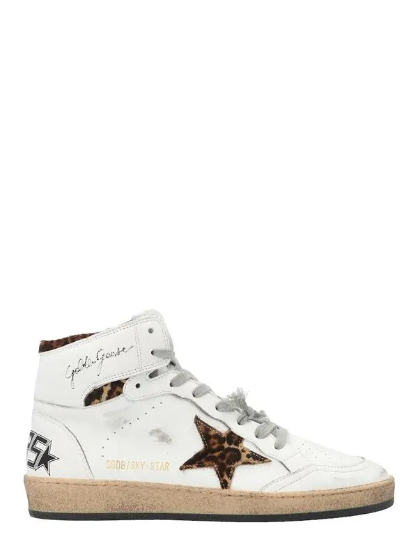 GOLDEN GOOSE Skystar High-top Sneakers - White/leo