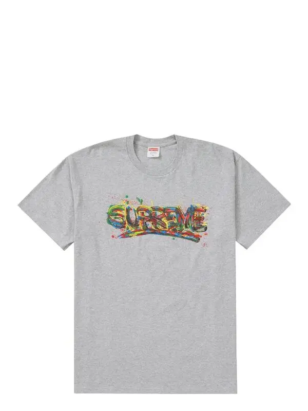 Supreme Paint Logo Tee Shirt - Heather Grey