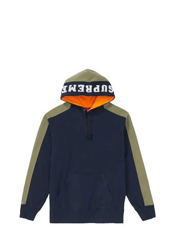 Supreme Paneled Hooded Sweatshirt - Navy Blue