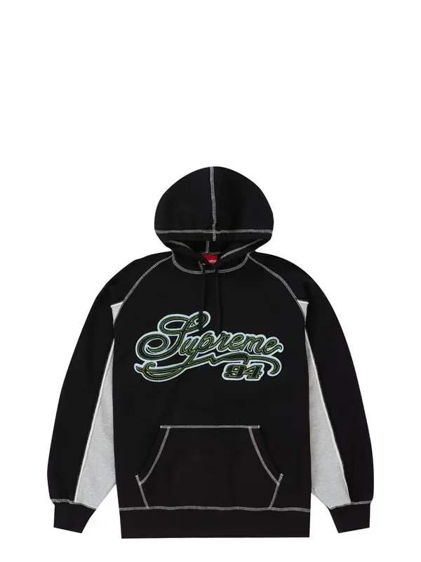 Supreme Paneled Script Hooded Sweatshirt - Black