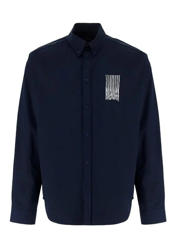 Balenciaga Barcode Logo Shirt - Navy Blue/white
