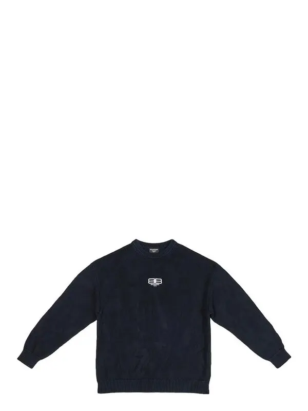 Balenciaga Bb Embroidered Crewneck Sweatshirt - Navy Blue