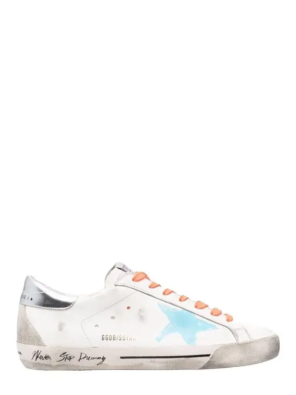 GOLDEN GOOSE Super-star Never Stop Dreaming Sneakers - White/blue/orange
