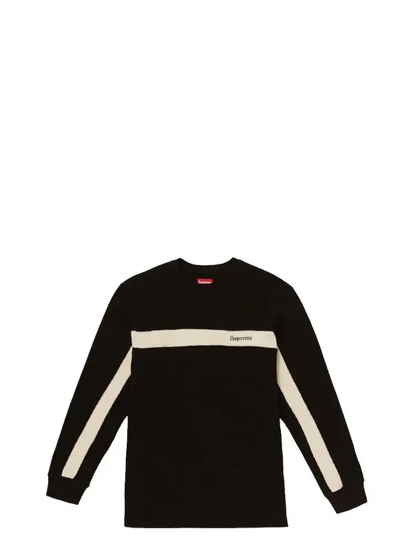 Supreme Panel Stripe Waffle Thermal - Black