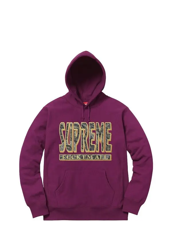 Supreme Paisley Fuck Em All Hoodie - Plum