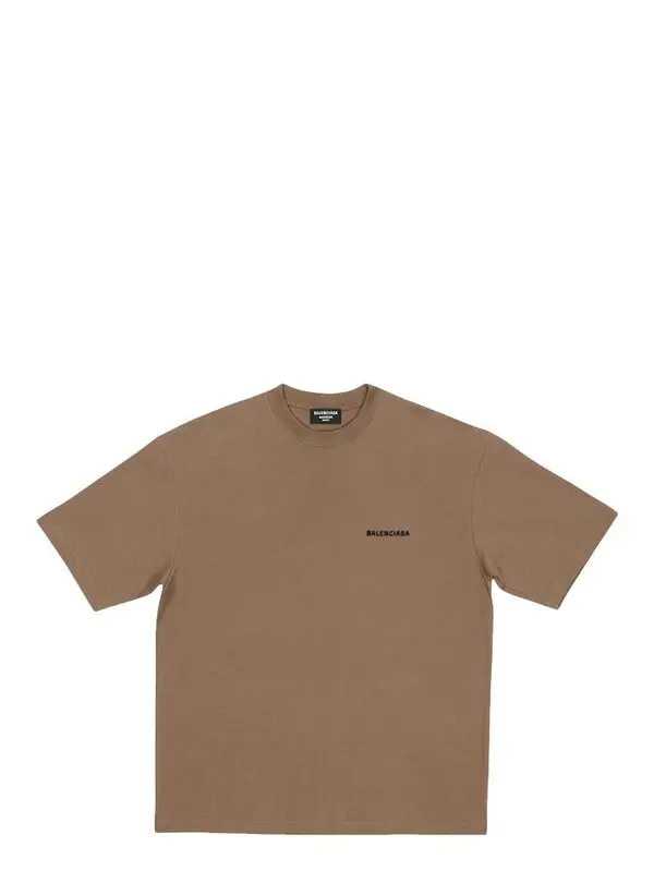 Balenciaga Back Logo Regular Fit Vintage T-shirt - Dark Beige/black