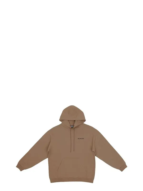 Balenciaga Back Logo Regular Fit Hoodie - Dark Beige/black