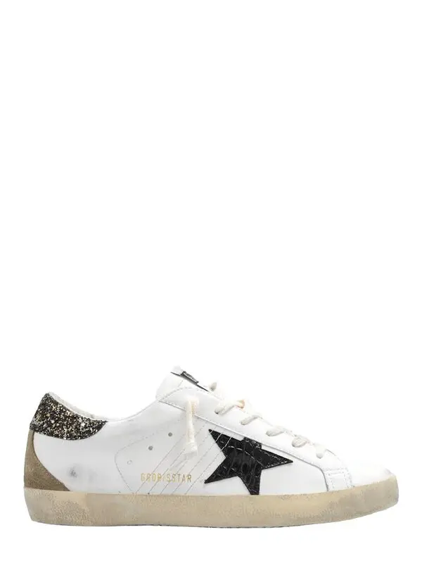 GOLDEN GOOSE Super-star Croc Glitter Sneakers - White Black