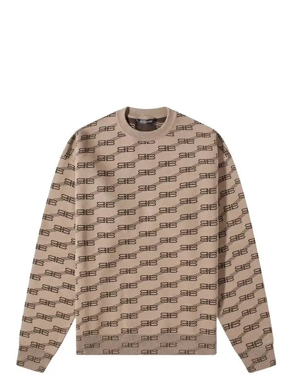 Balenciaga Bb Logo Crewneck Sweatshirt - Beige