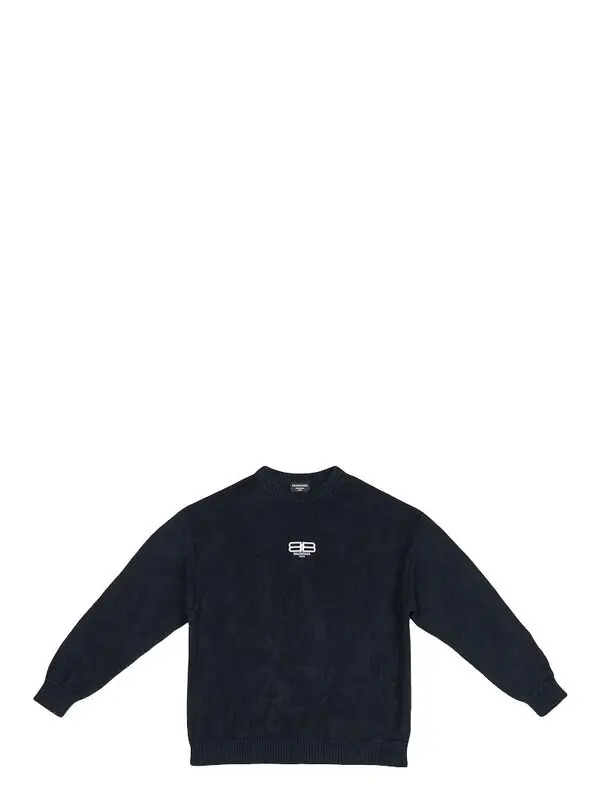 Balenciaga Bb Paris Icon Large Fit Sweater - Navy Blue/white