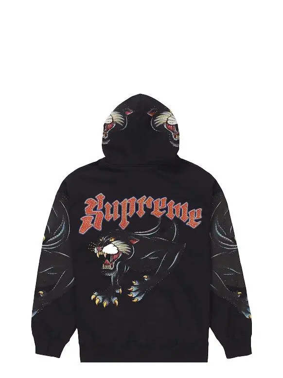 Supreme Panther Zip-up Hooded Sweatshirt - Black