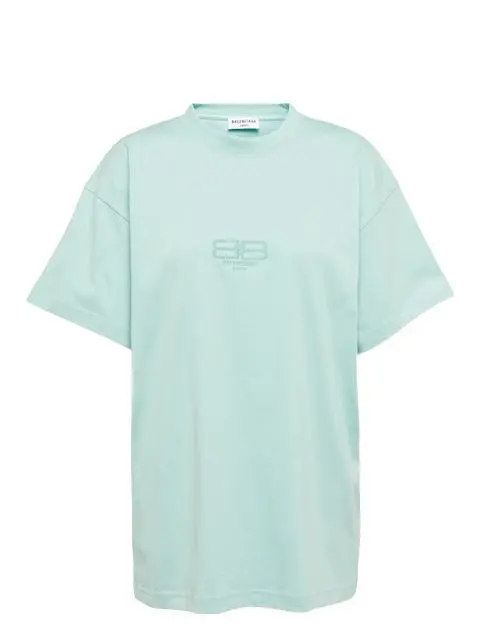 Balenciaga Bb Paris Icon Cotton T-shirt - Aqua Green